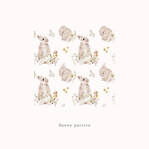 Watercolor Bunny Rabbit Digital Paper, Easter Seamless Pattern, Spring ...