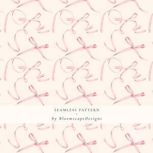 Pink Ribbon Bows Seamless Pattern Bundle, Watercolor Bow, Gingham ...