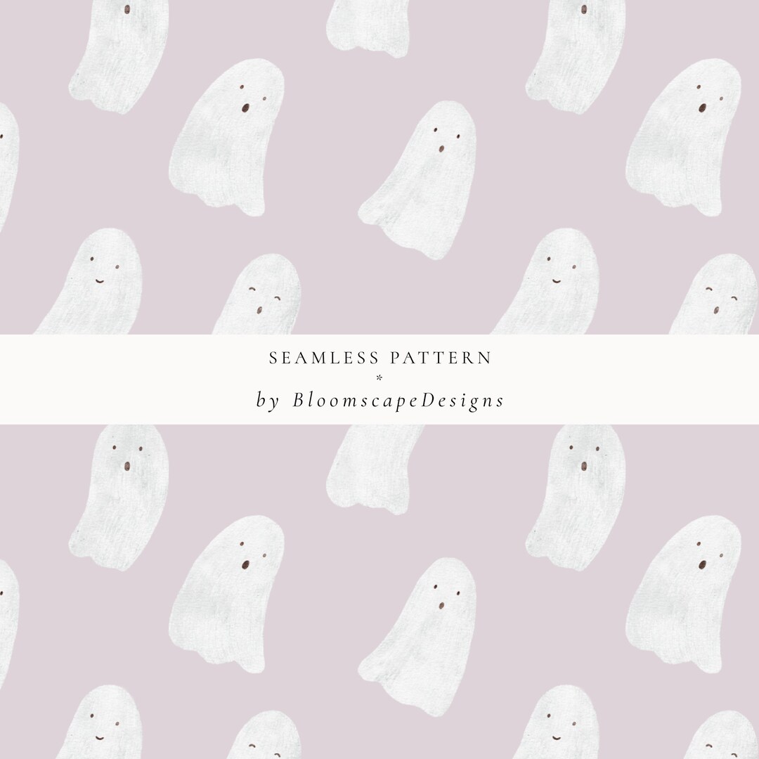 Cute Ghosts Halloween Seamless Pattern, Watercolor Ghost Halloween ...
