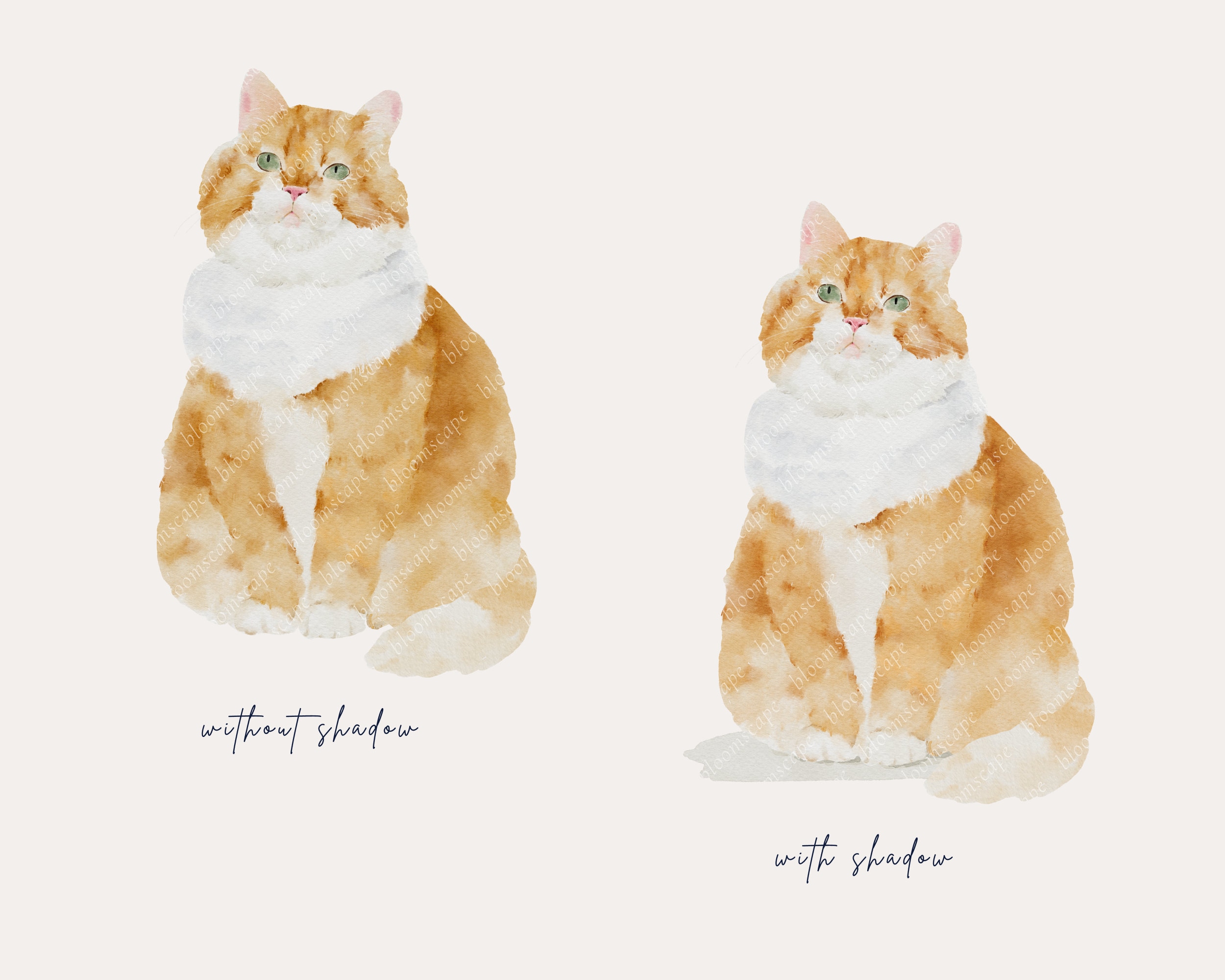 Watercolor Ginger Cat Clipart, Hand-painted Watercolor Illustration ...