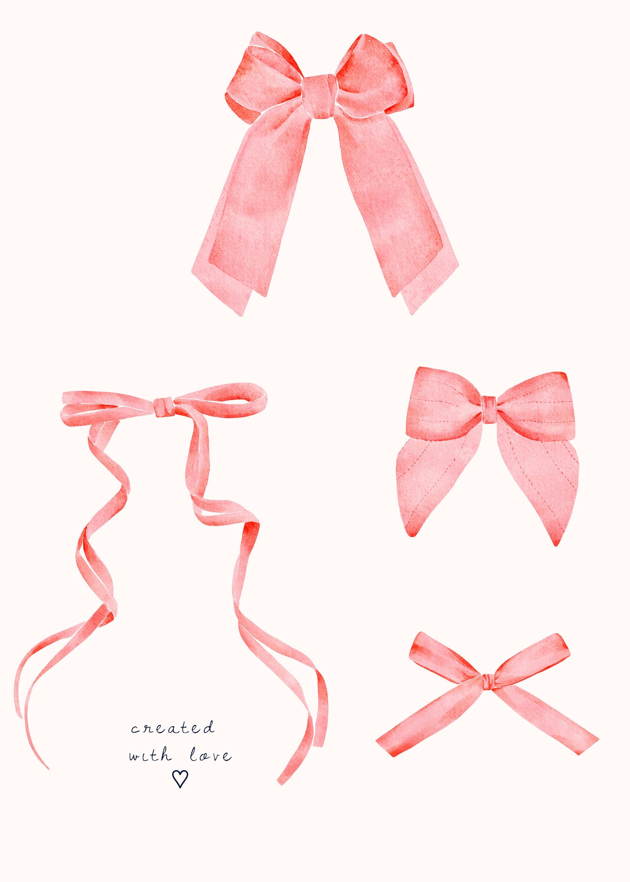 Watercolor Red Bow Clipart, Red Ribbon PNG, Coquette Aesthetic Red Bow ...
