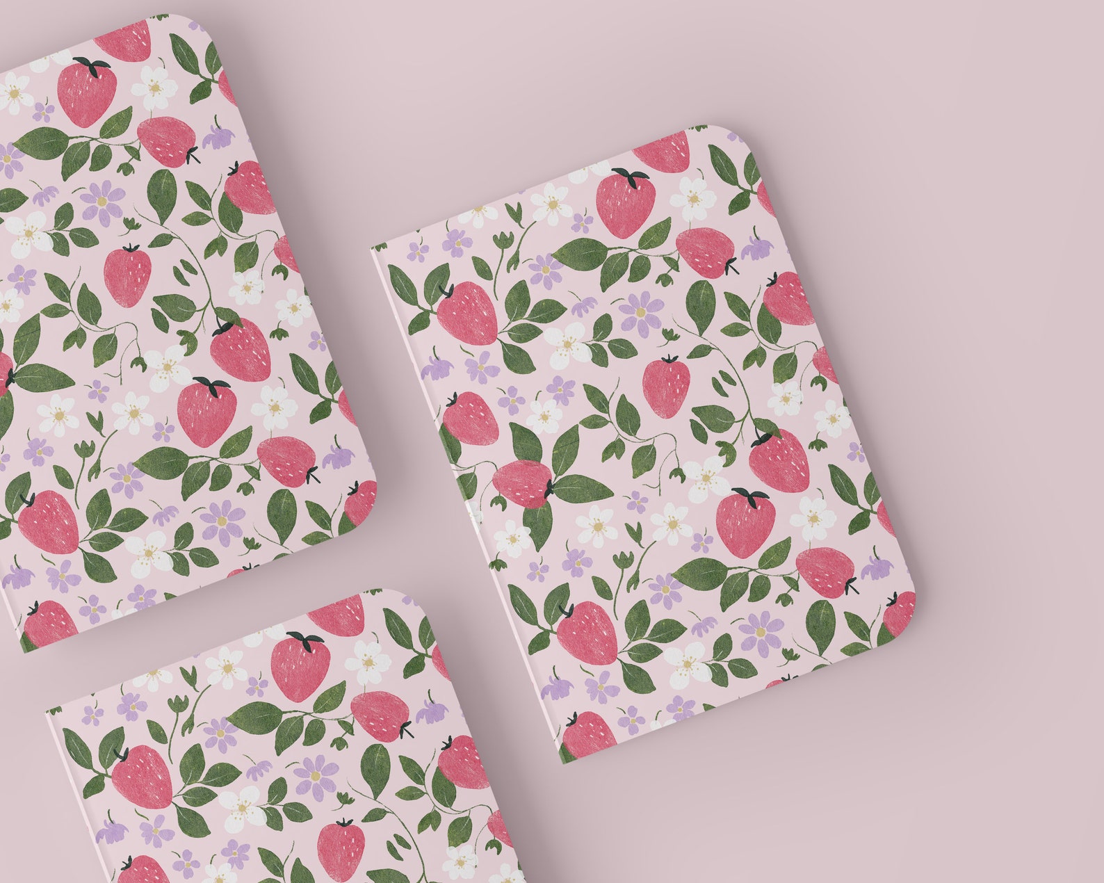 Strawberry Seamless Pattern, Pink Strawberries PNG Seamless File, Hand ...