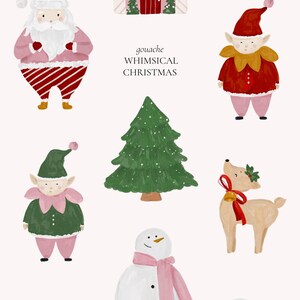 Whimsical Christmas Clipart Bundle, Cute Santa and Elf Illustrations ...