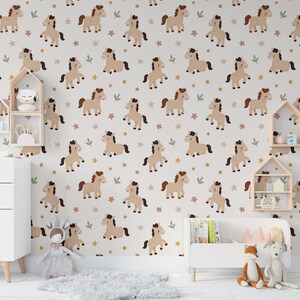 Cute Horse Seamless Pattern, Pony Kids Fabric Design, Farm Animal ...