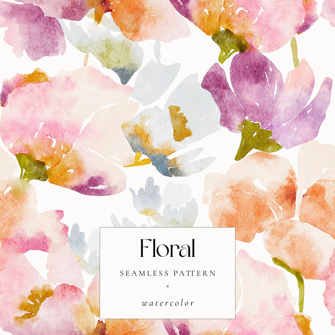 Watercolor Abstract Floral Seamless Background, Pastel Spring Flowers ...