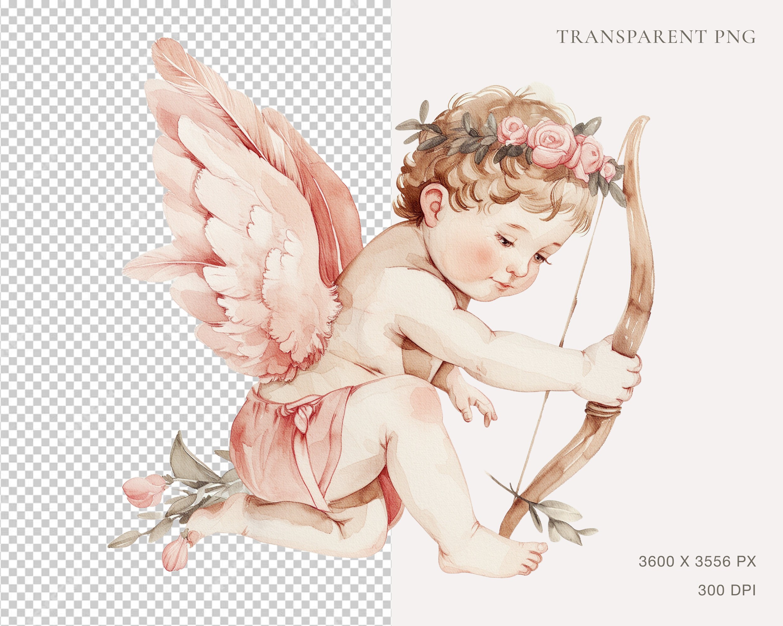 Watercolor Cupid Angel Clipart, Aesthetic Valentine's Day Clipart Png ...