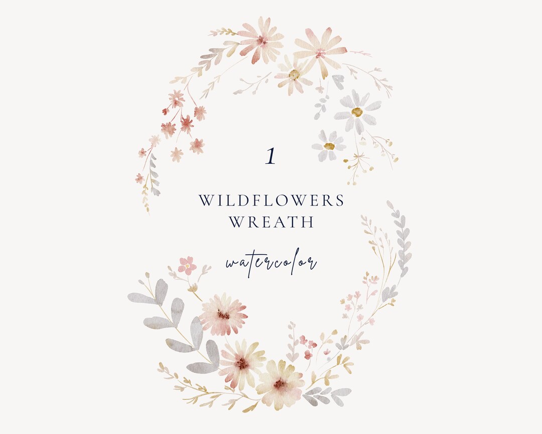 Wildflower Wreath Watercolor Autumn Clipart, Summer Floral Frame ...