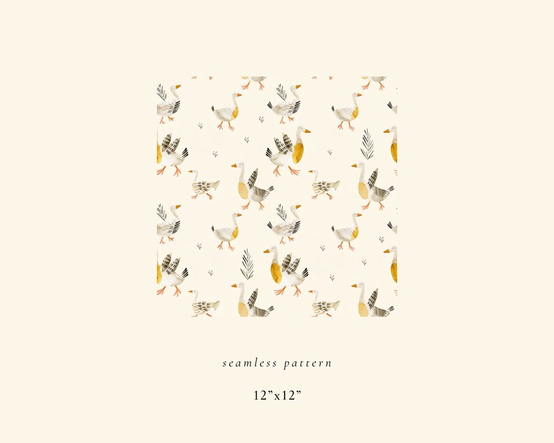 Funny Goose Digital Paper Background, Modern Watercolor Seamless ...