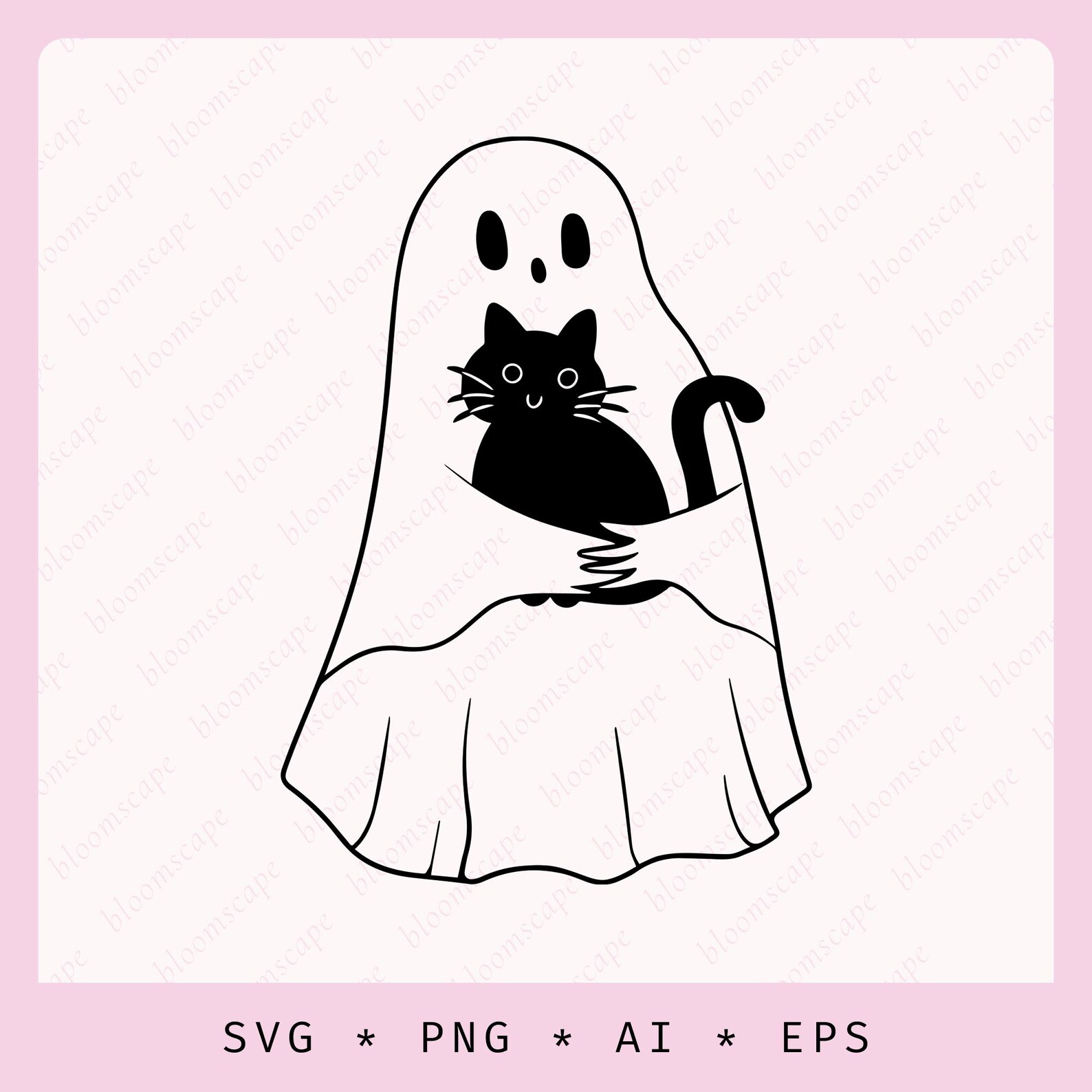 Halloween Ghost With Black Cat SVG, Cute Ghost SVG, Spooky Season PNG ...