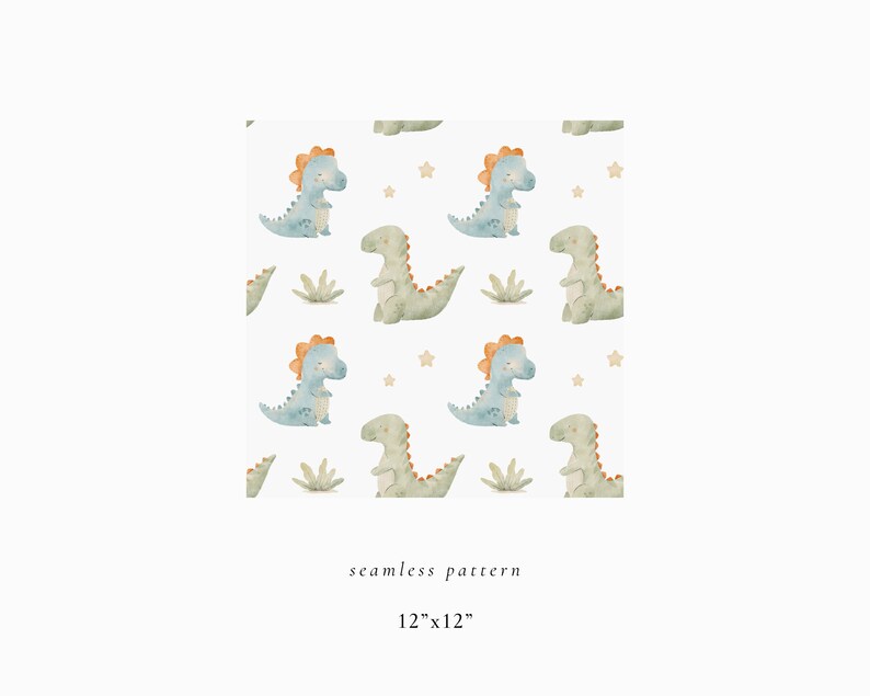 Watercolor Dinosaur Digital Paper, Whimsical Dinosaur Nursery Art, Baby ...