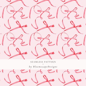 Red Bows Seamless Watercolor Pattern, Elegant Red Ribbon Design for ...