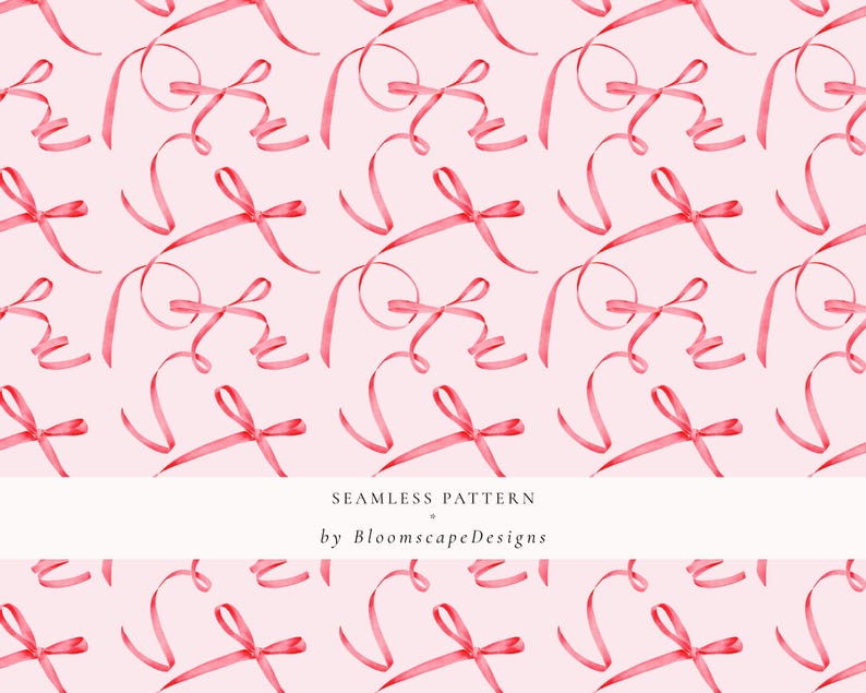 Red Bows Seamless Watercolor Pattern, Elegant Red Ribbon Design for ...