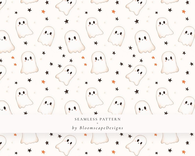 Cute Ghost Halloween Pattern, Spooky Ghost Digital Paper, Halloween ...