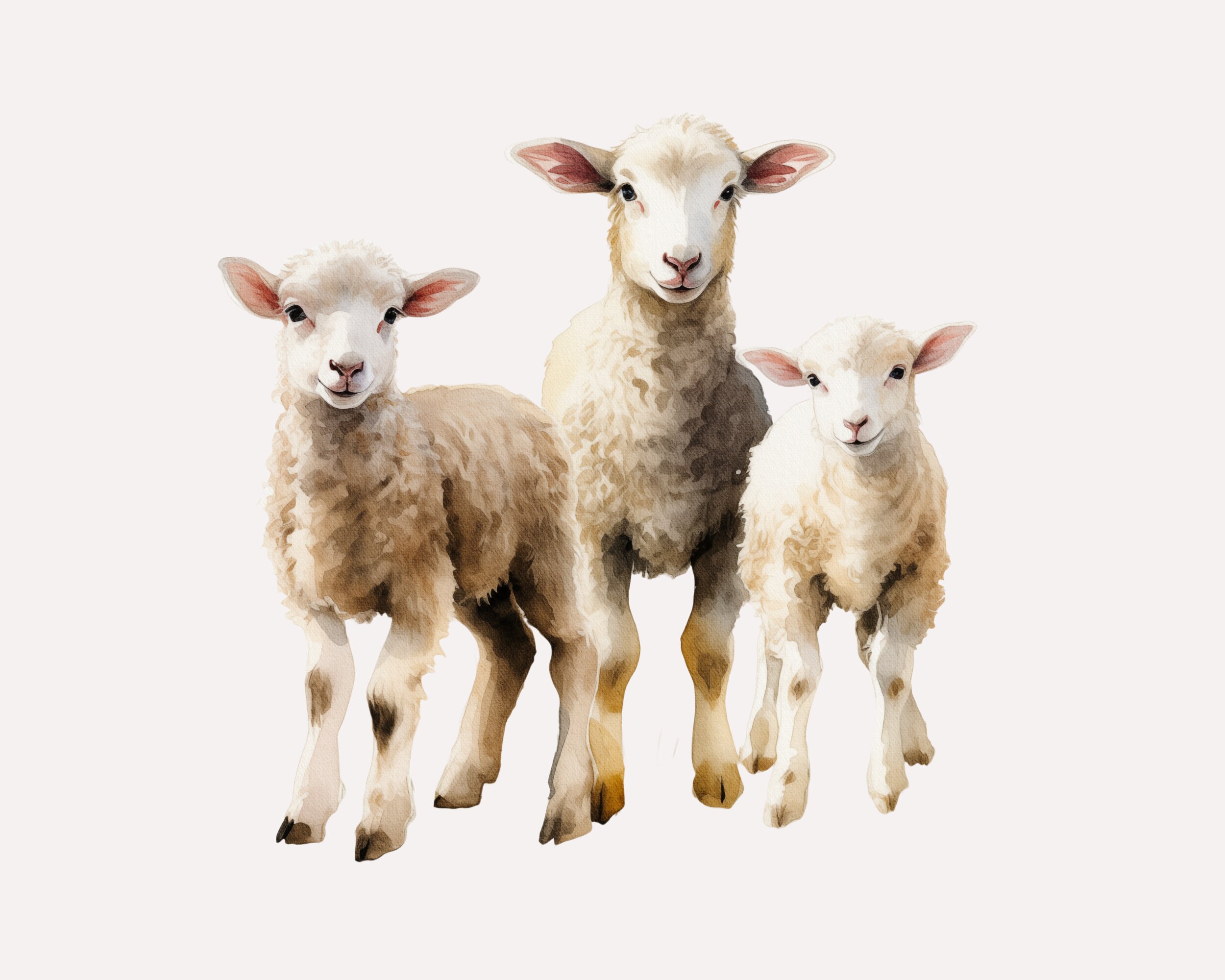 Watercolor Lamb Clipart, Sheep Spring Clipart Png, Clipart Bundle, Baby ...