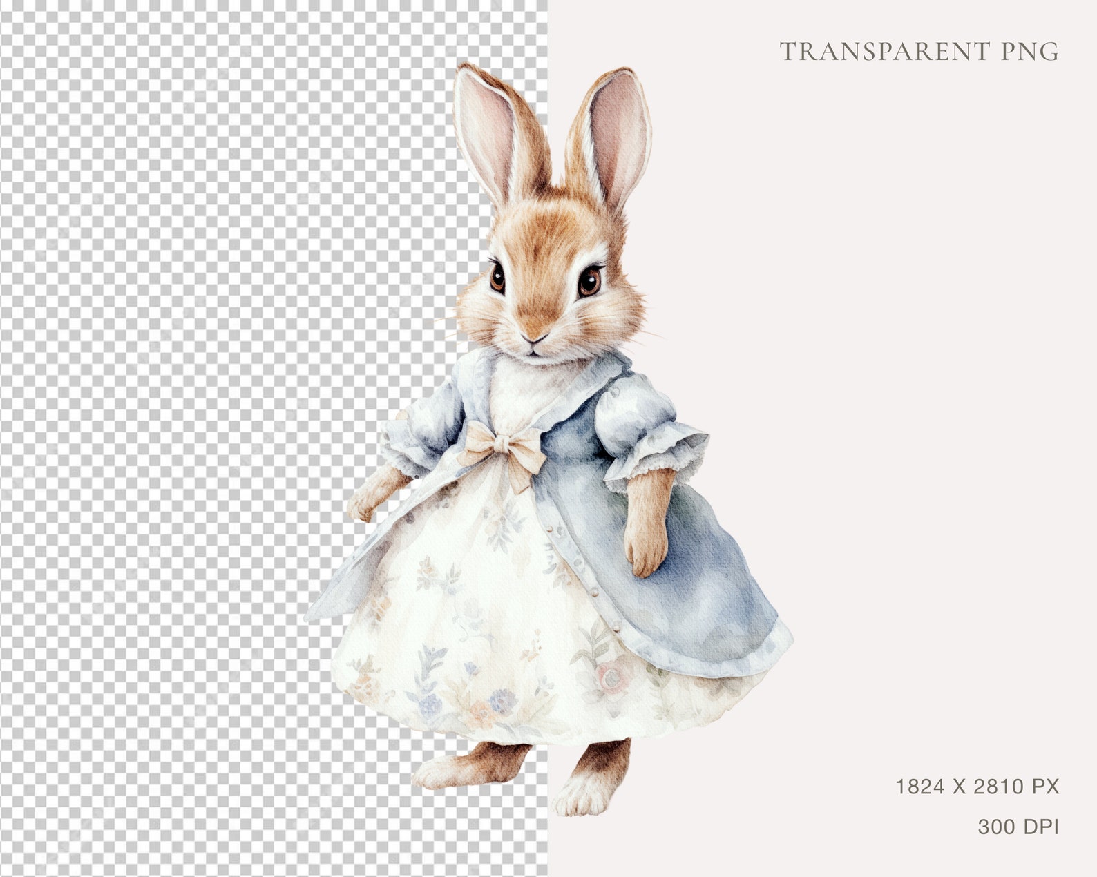 Watercolor Bunny Rabbit Clipart, Baby Girl Clipart Png, Bunny Nursery ...