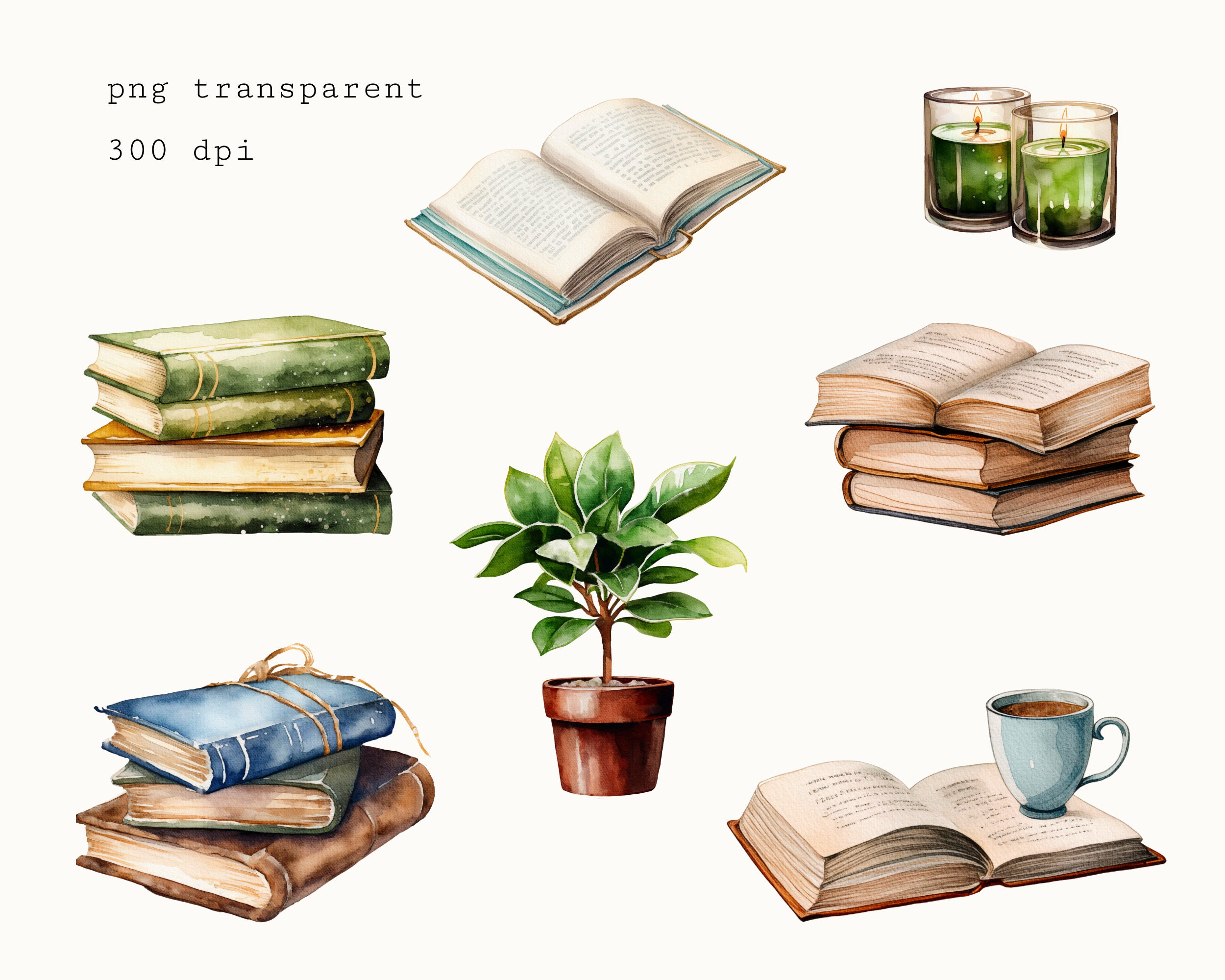 Watercolor Book Clipart Png, Reading Clipart, Open Book Clipart, Book ...