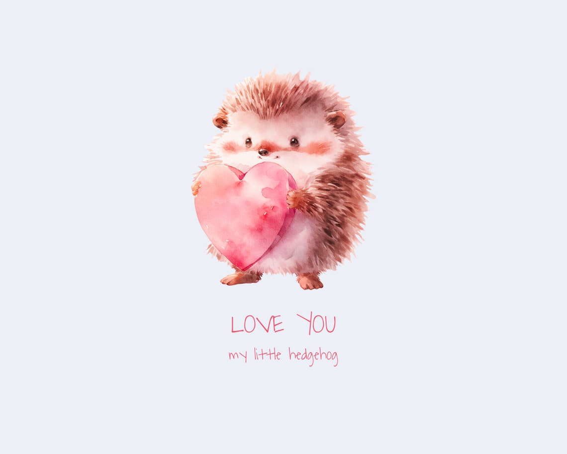 Hedgehog With Heart Clipart, Hedgehog Valentine Clipart, Happy ...