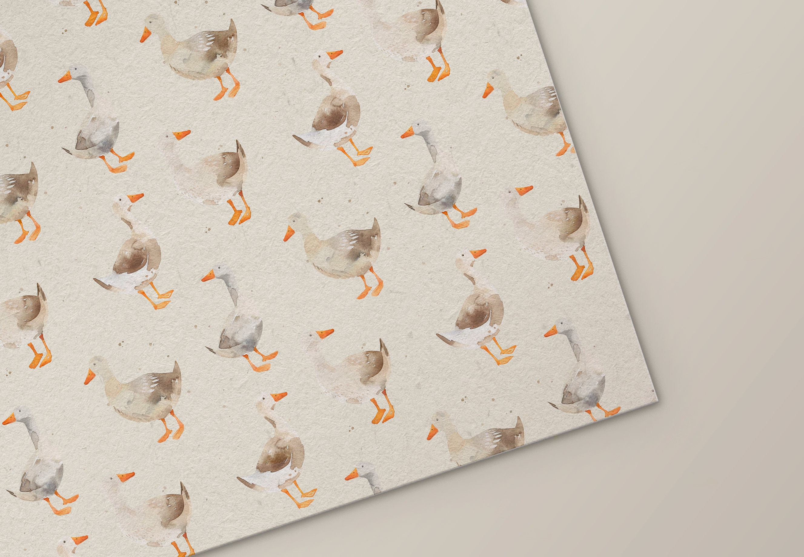 Cute Goose Digital Paper Background, Watercolor Seamless Pattern ...