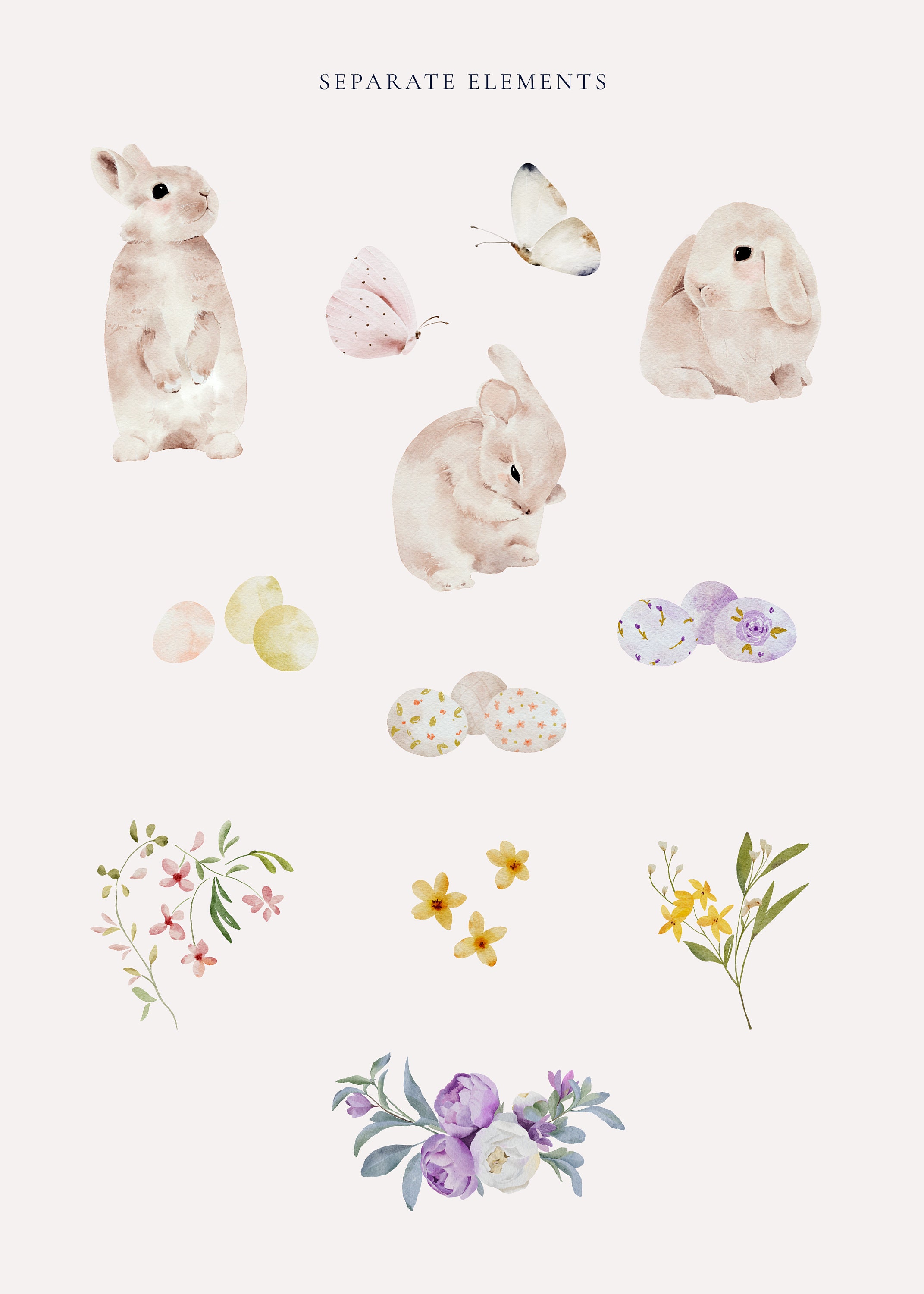 Watercolor Bunny Rabbit Clipart, Easter Floral Bunny Png, Bunny Nursery ...