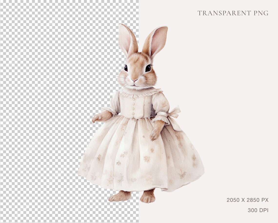 Watercolor Bunny Rabbit Clipart, Baby Girl Clipart Png, Bunny Nursery ...