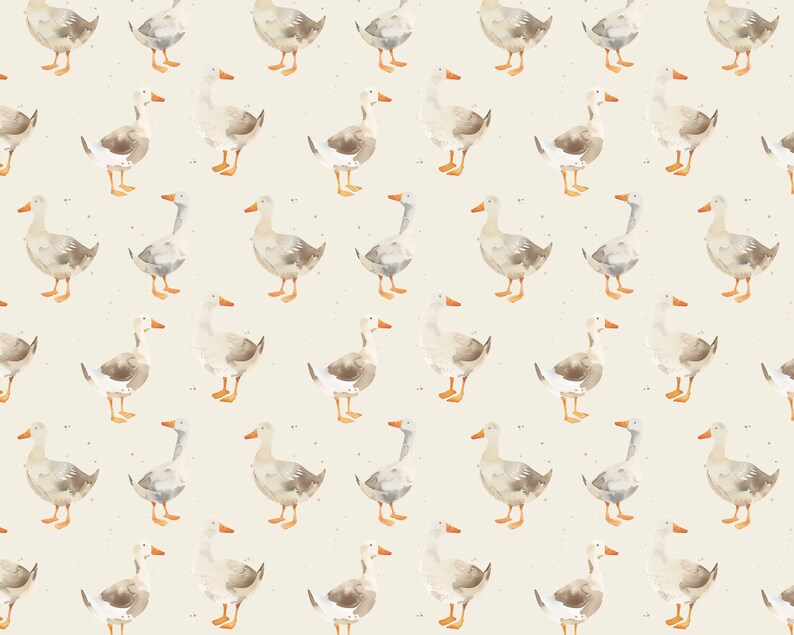 Watercolor Goose Seamless Pattern, Pastel Scrapbook Paper (digital ...