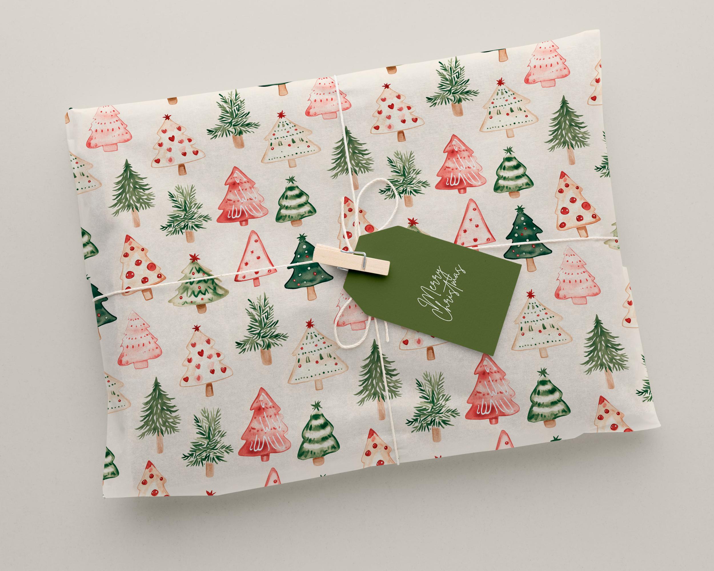 Watercolor Christmas Tree Seamless Pattern, Festive Holiday Digital ...