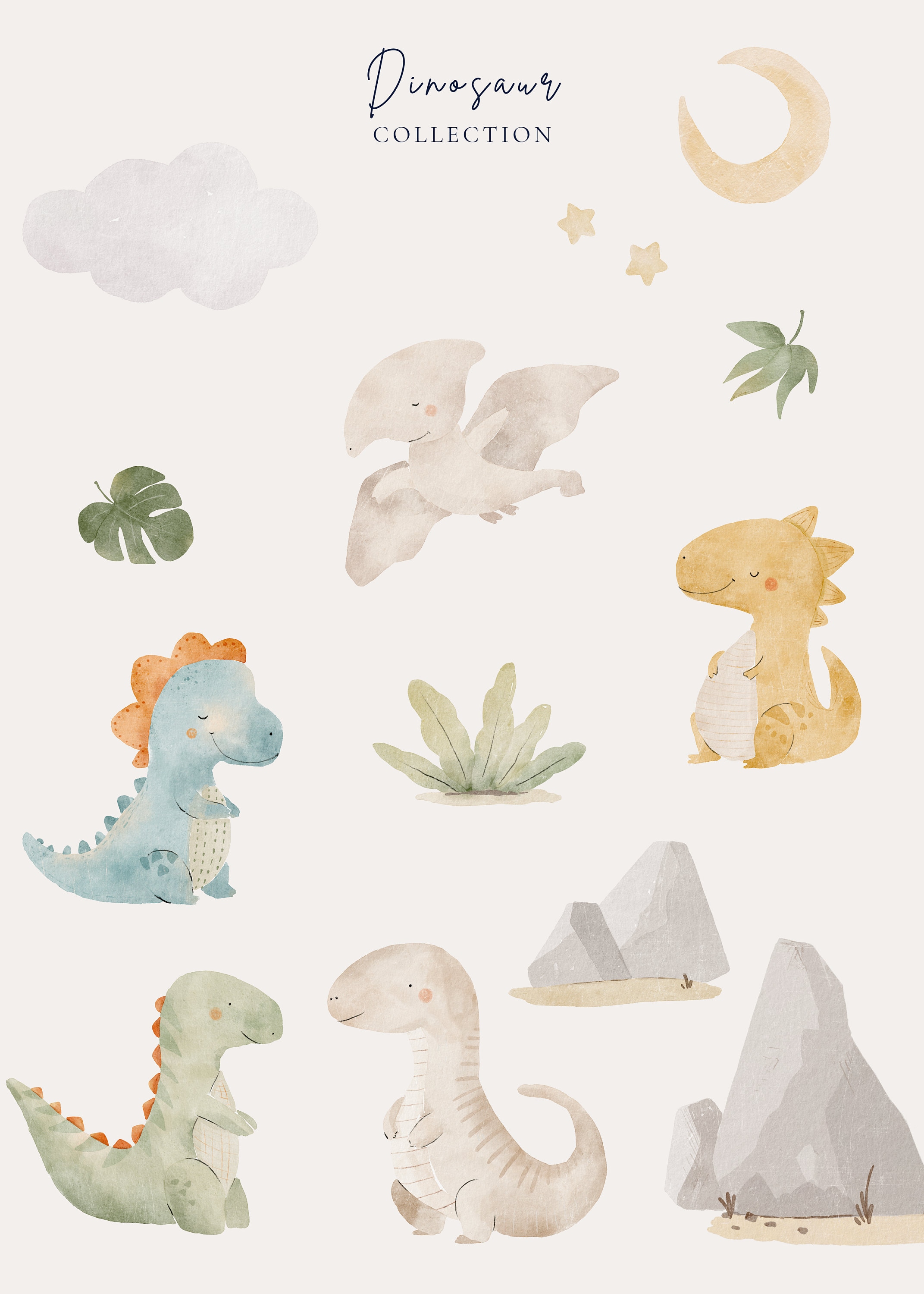 Watercolor Dinosaur Clipart, Baby Boy Clipart, Cute Baby Dinosaur ...