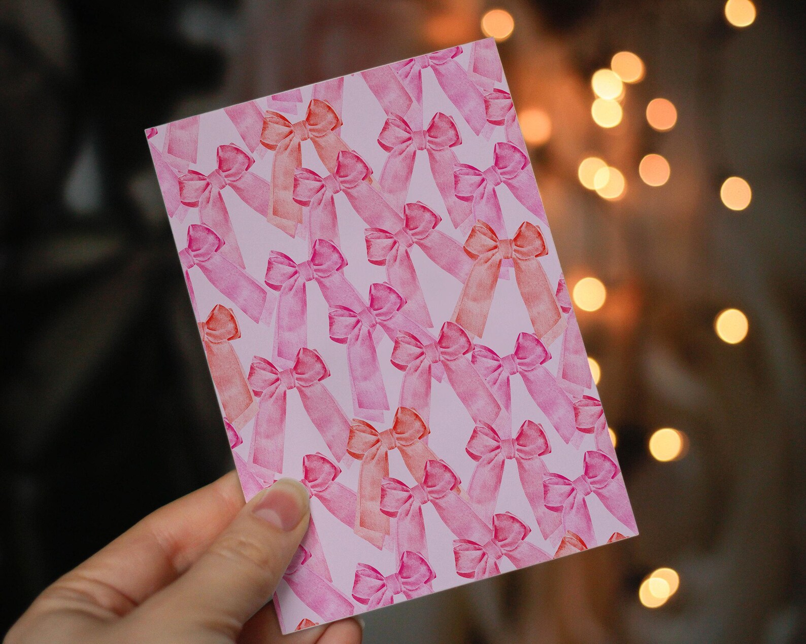 Pink Bows Seamless Pattern, Watercolor Ribbon Digital Paper, Cute Pink ...