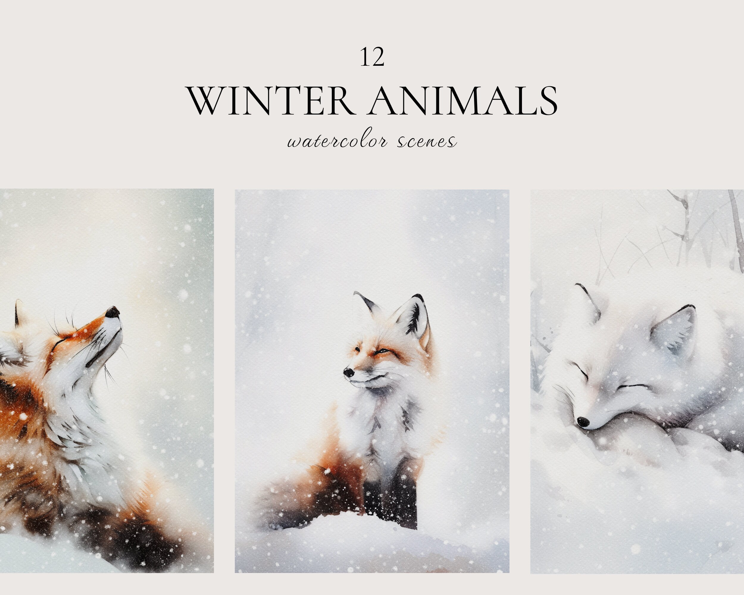 Watercolor Winter Woodland, Christmas Card Set, Elegant Holiday Card ...