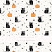 Halloween Black Cat and Pumpkin Seamless Pattern, Cute Ghost Cat ...