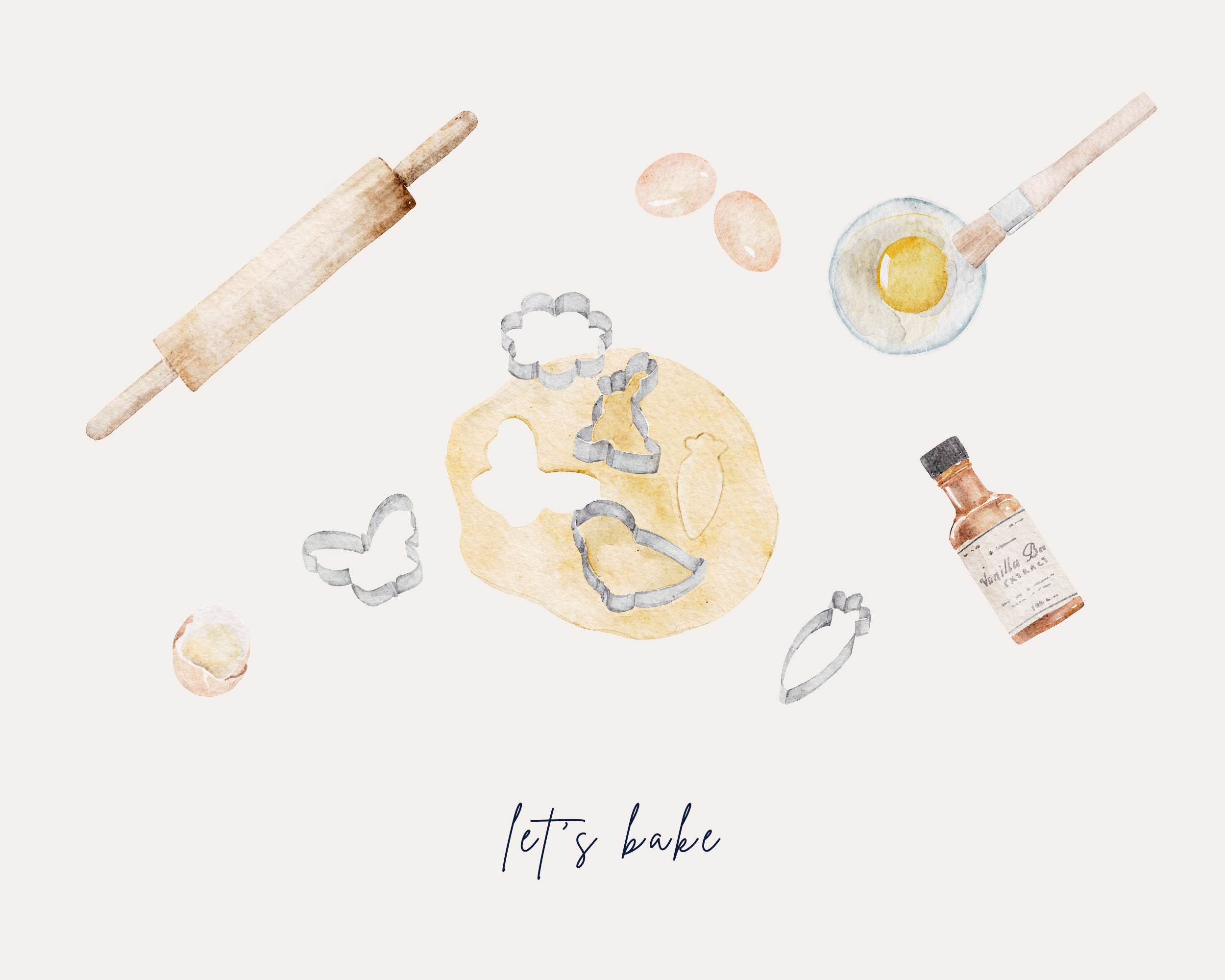 Watercolor Baking Clipart, Hand Painted Bakery Clipart Png, Baking ...