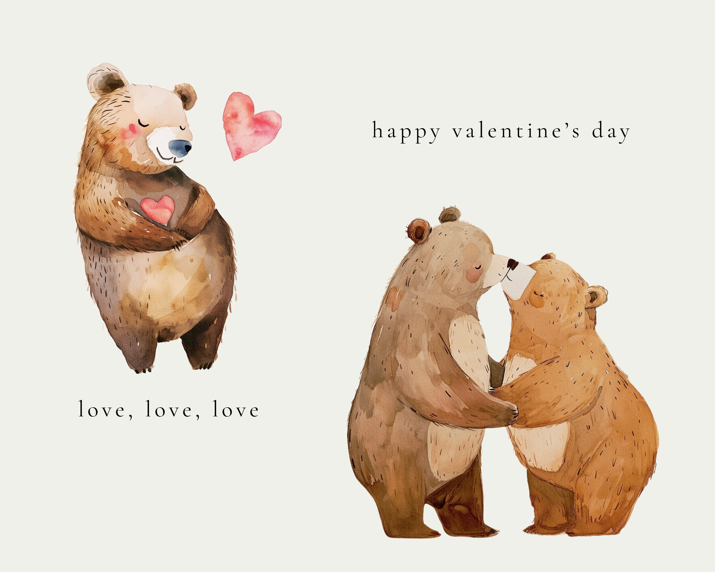 Watercolor Clipart Valentine Day, Cute Bear Love Clipart, Bear With ...