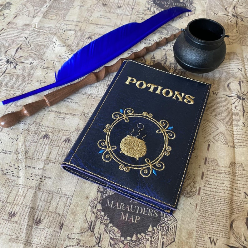 Potions - Embroidered Wizarding School Notebook With Leather Cover - Etsy