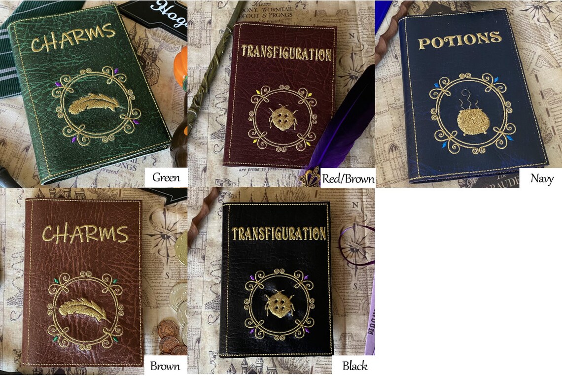 Potions - Embroidered Wizarding School Notebook With Leather Cover - Etsy