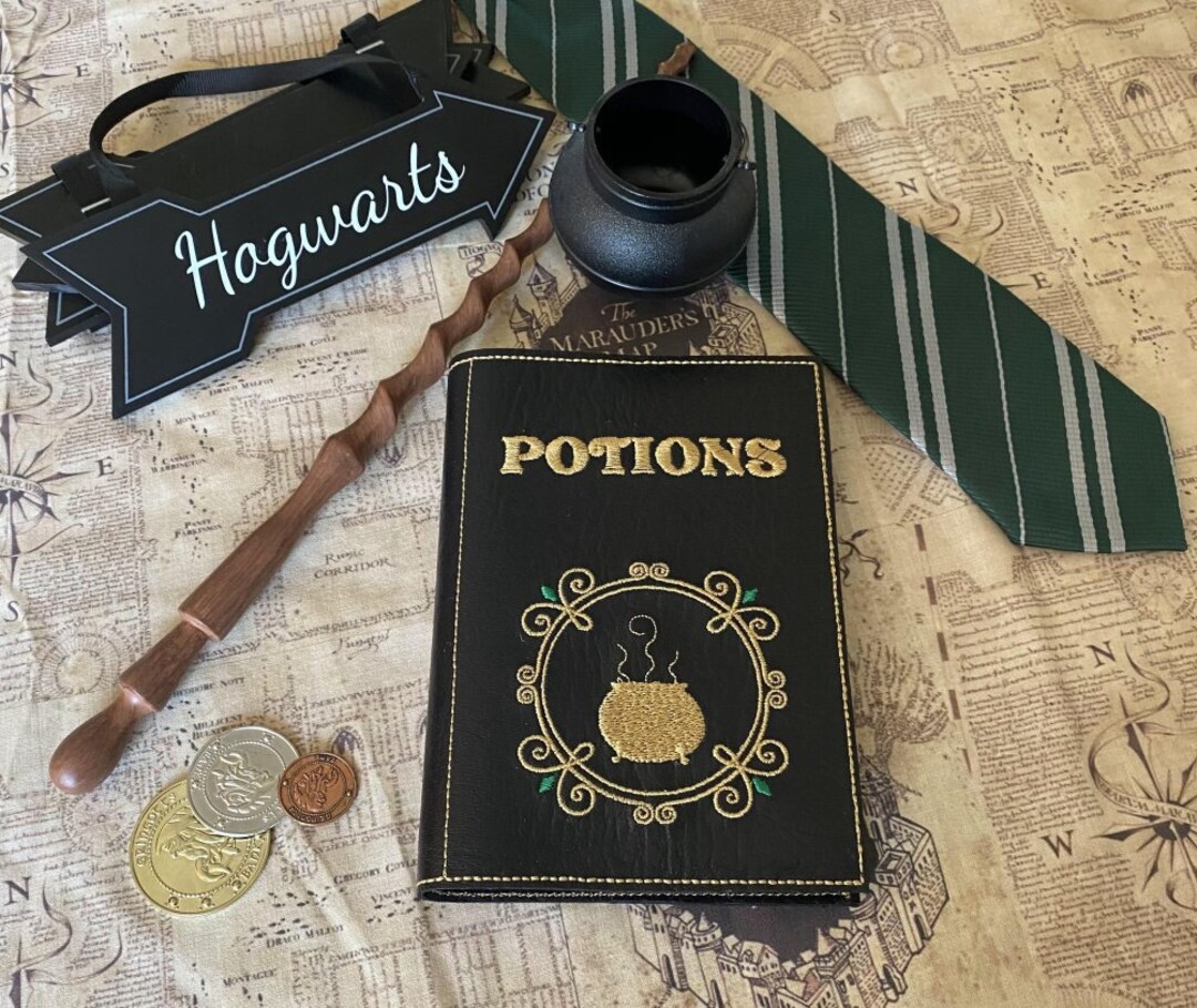 Potions - Embroidered Wizarding School Notebook With Leather Cover - Etsy