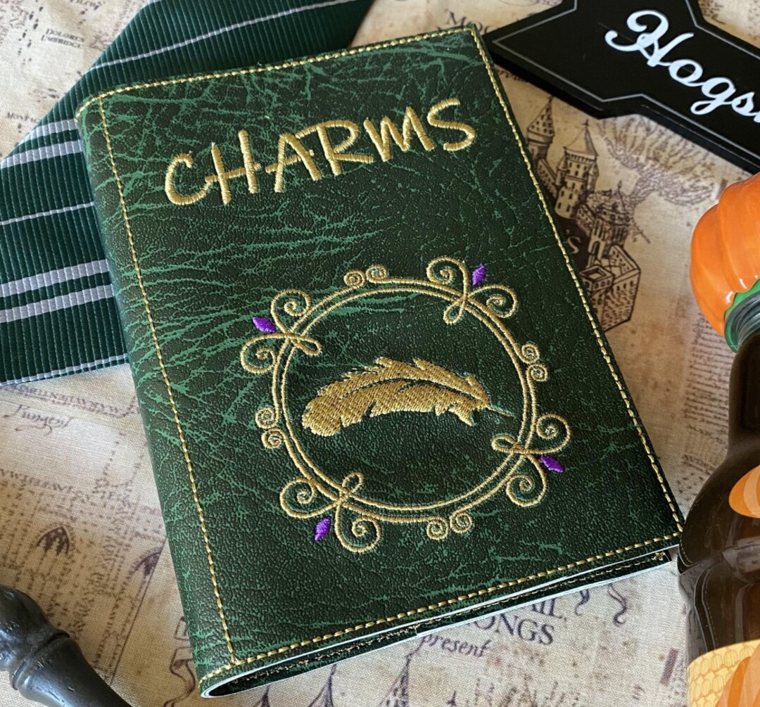Charms - Embroidered Wizarding School Notebook With Leather Cover - Etsy