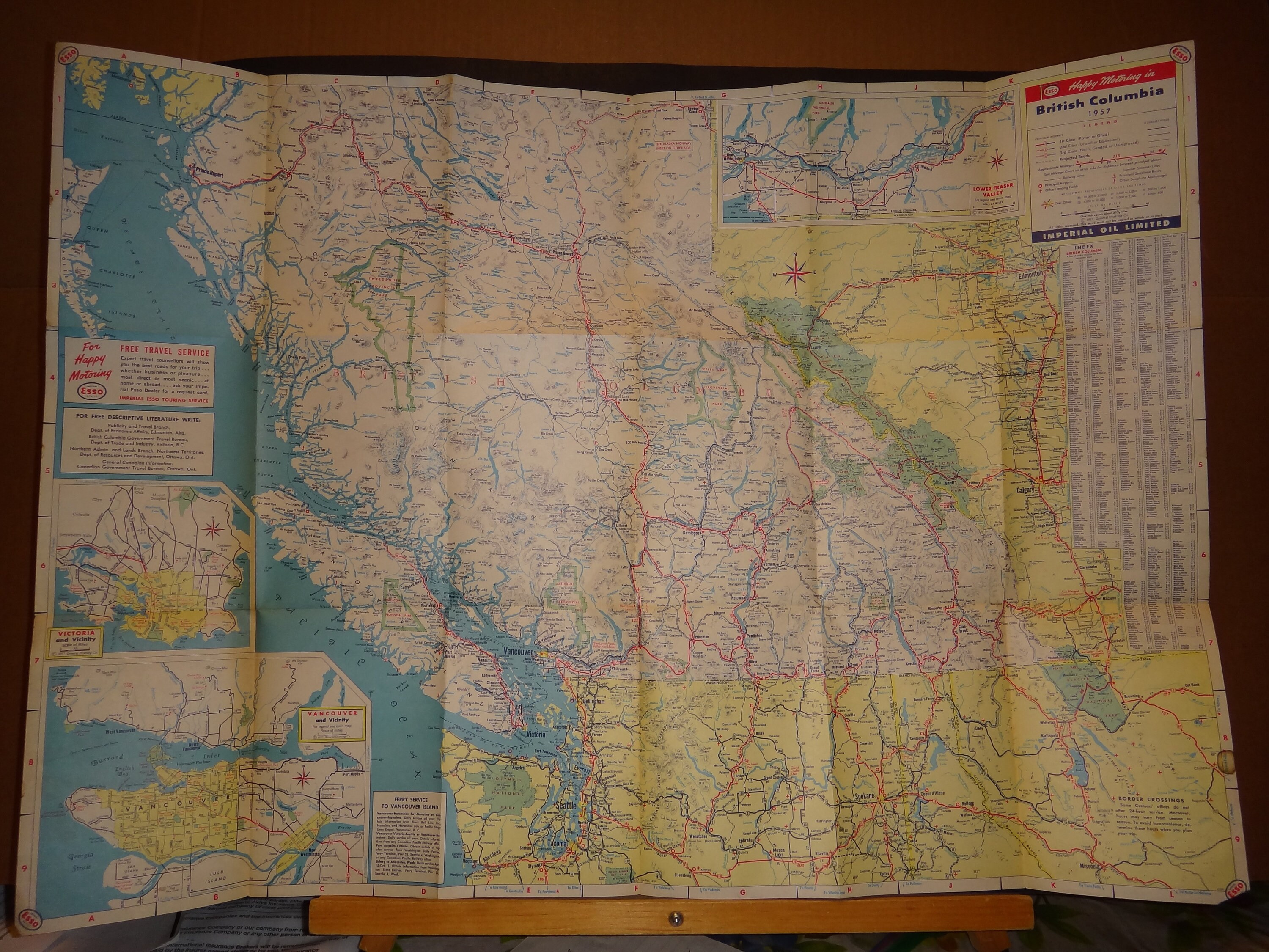 BRITISH COLUBIA & ALBERTA Road Map - 1957 - Etsy