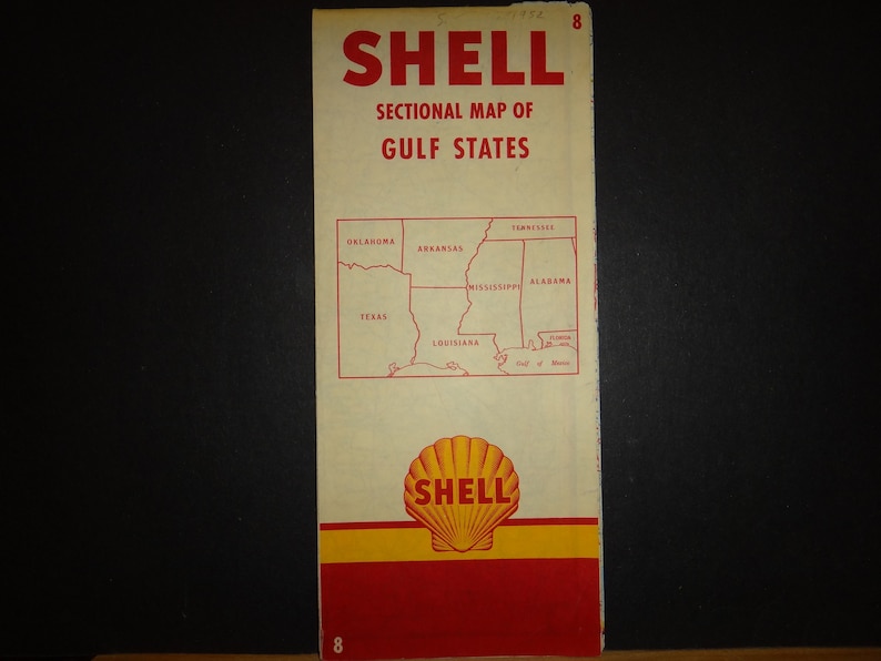 SHELL MAPA de los Estados del Golfo 1952 - Etsy México
