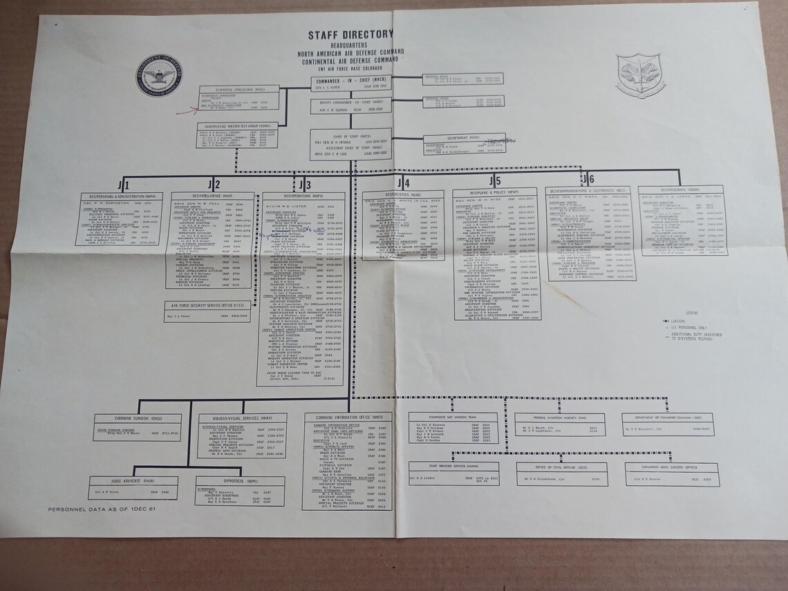 CHART of AIR DEFENSE Command - December 1, 1961 - Etsy