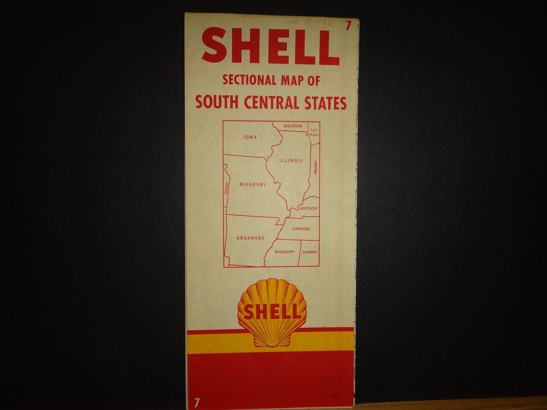 SHELL SOUTH CENTRAL States Map - 1952 - Etsy