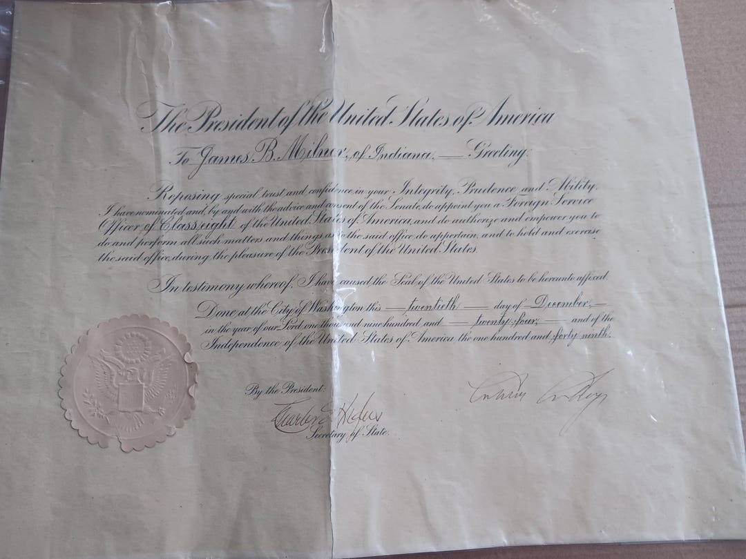 PRESIDENT of the U.S. DOCUMENT - December 20, 1924 - Etsy