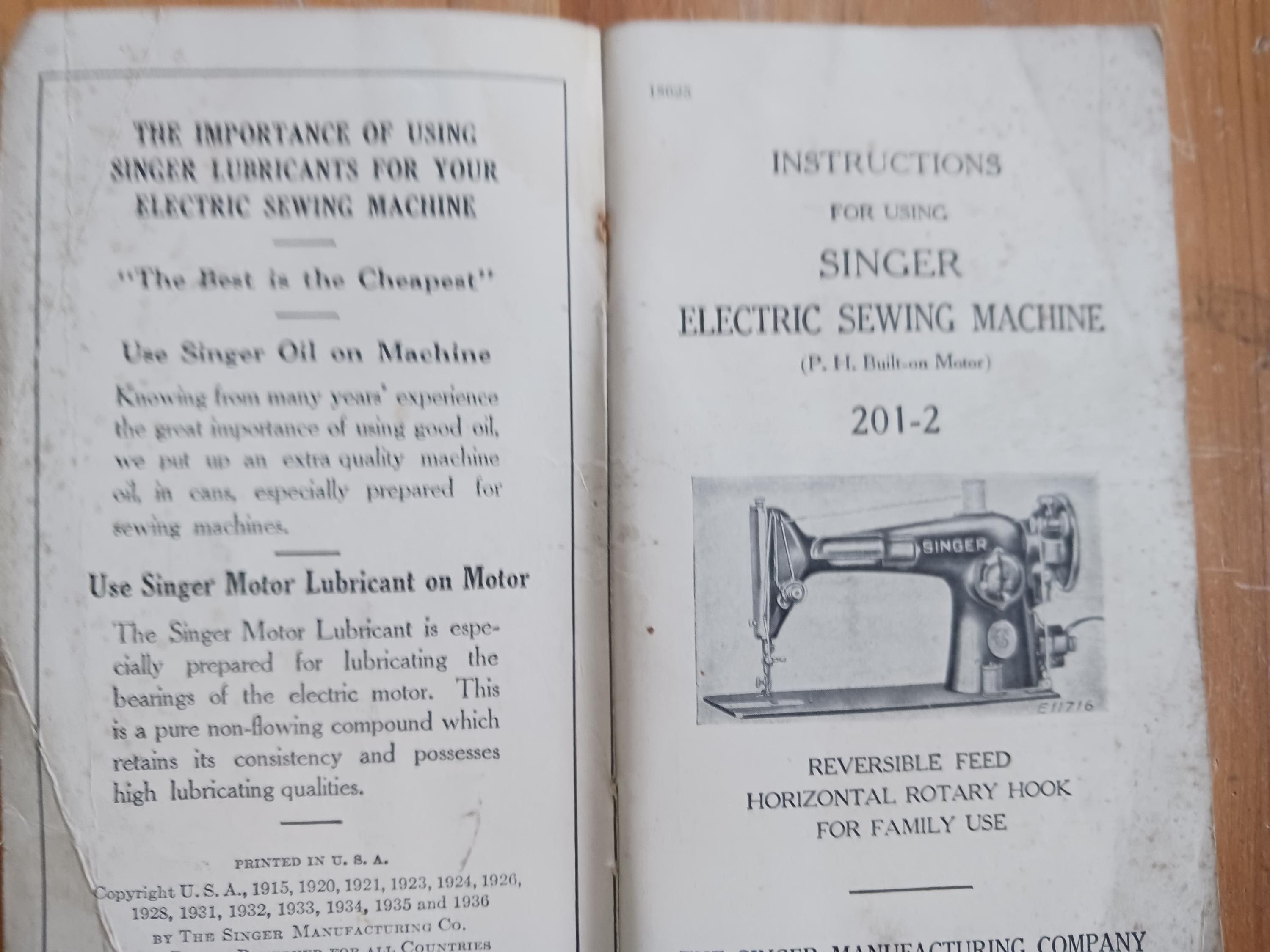 Booklet - SINGER ELECTRIC SEWING Machine - 1936 - Etsy