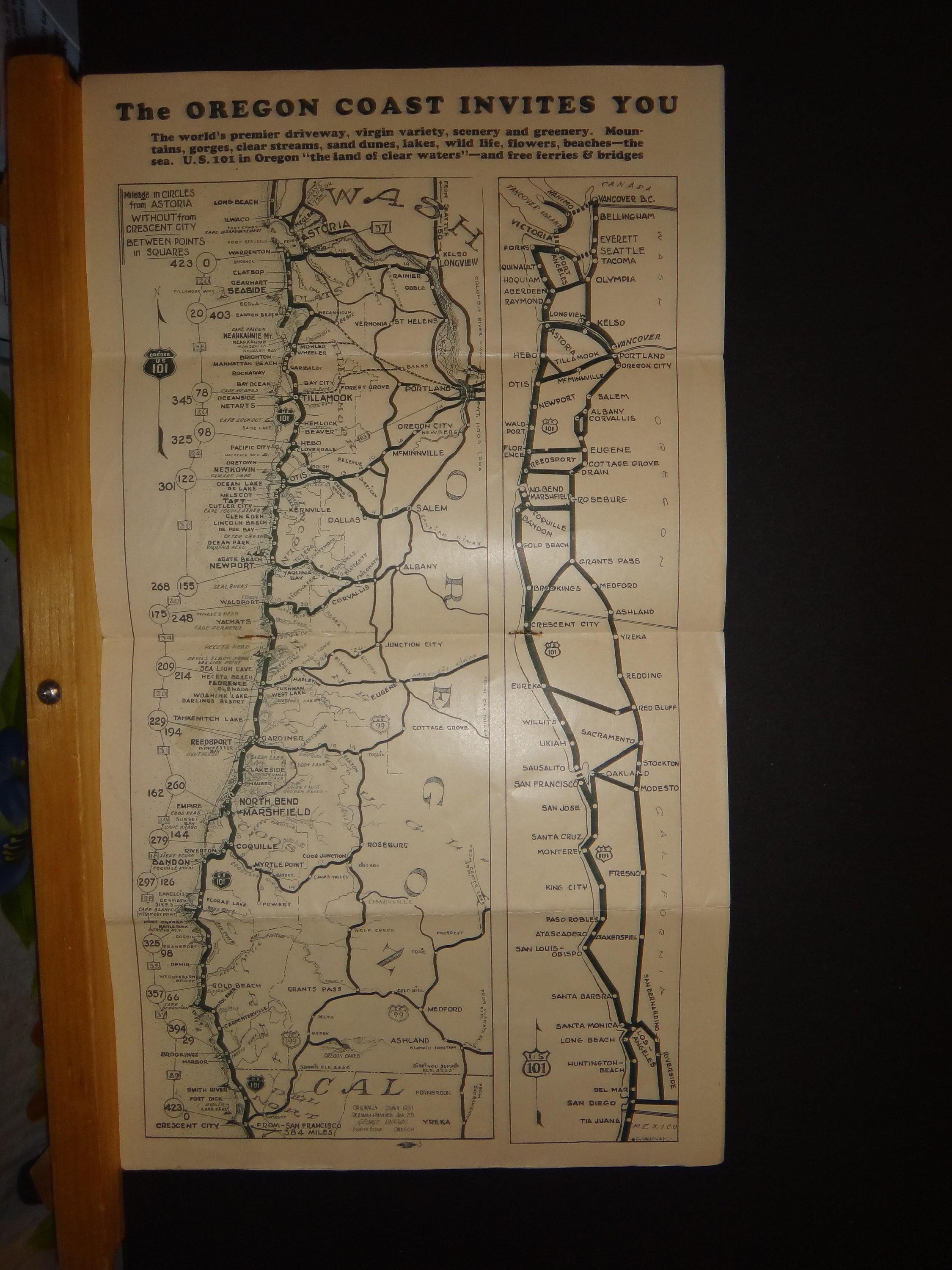 OREGON COAST HIGHWAY Map - 1935 - Etsy