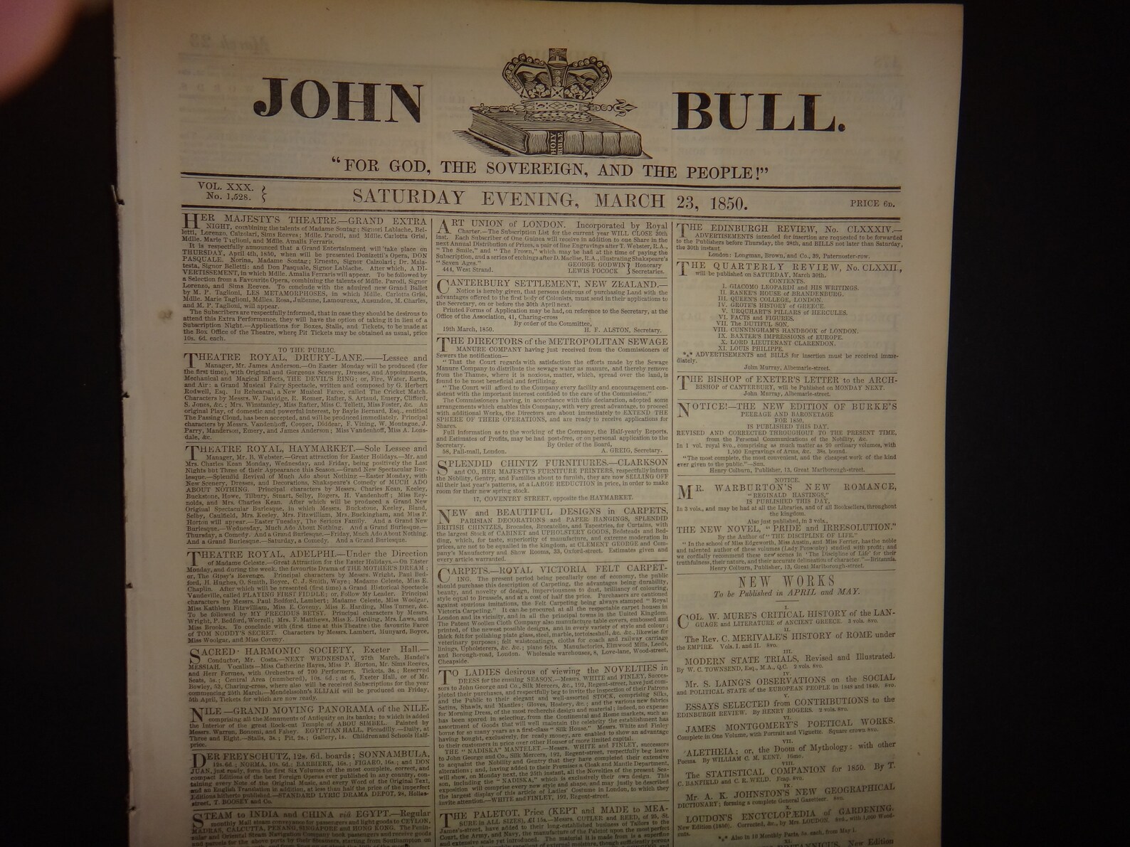7 ORIGINAL HISTORICAL NEWSPAPERS - 1832, 1835, 1850, 1855, 1873,1884 ...