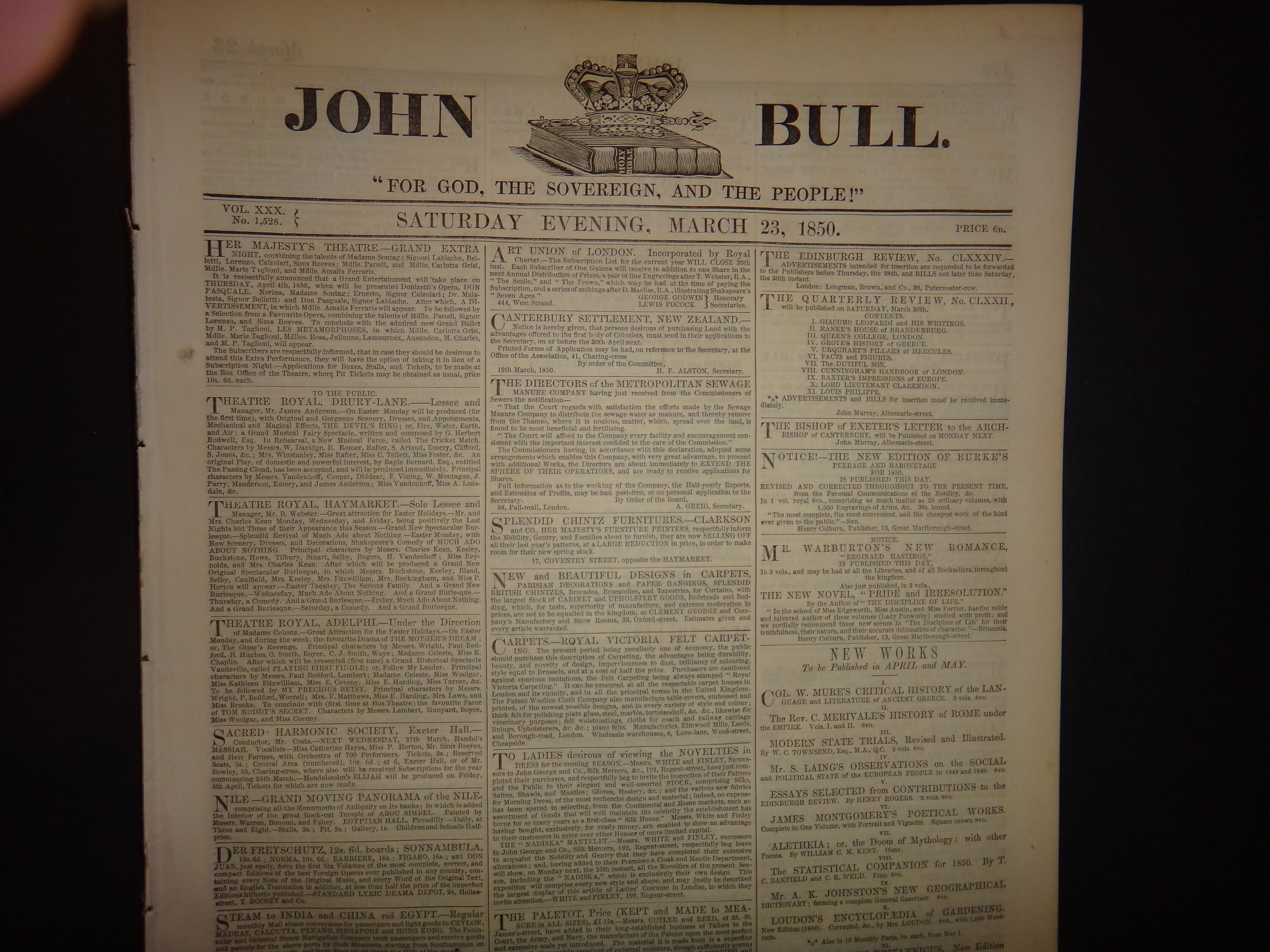 7 ORIGINAL HISTORICAL NEWSPAPERS - 1832, 1835, 1850, 1855, 1873,1884 ...