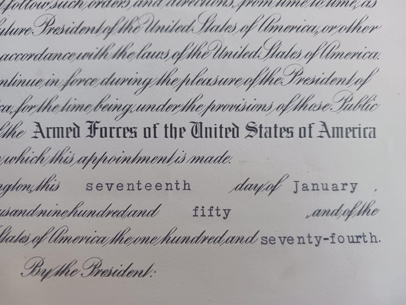 PRESIDENT of the UNITED STATES Document - January 17, 1950 - Etsy