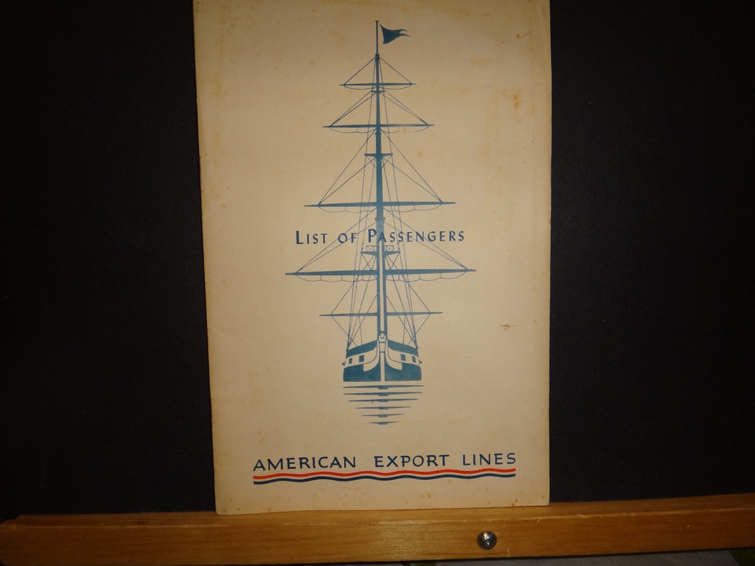 AMERICAN EXPORT LINES - Passenger List - 1958 - Etsy