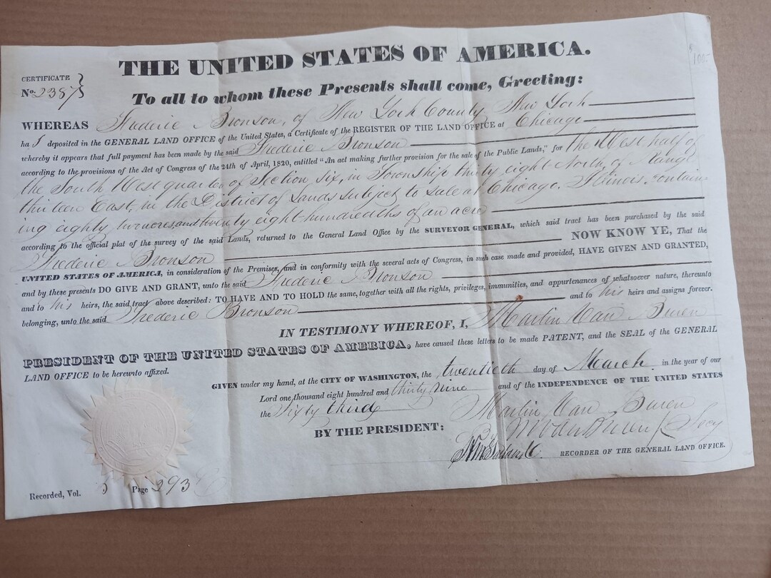 UNITED STATES of AMERICA Document - March 20. 1839 - Etsy
