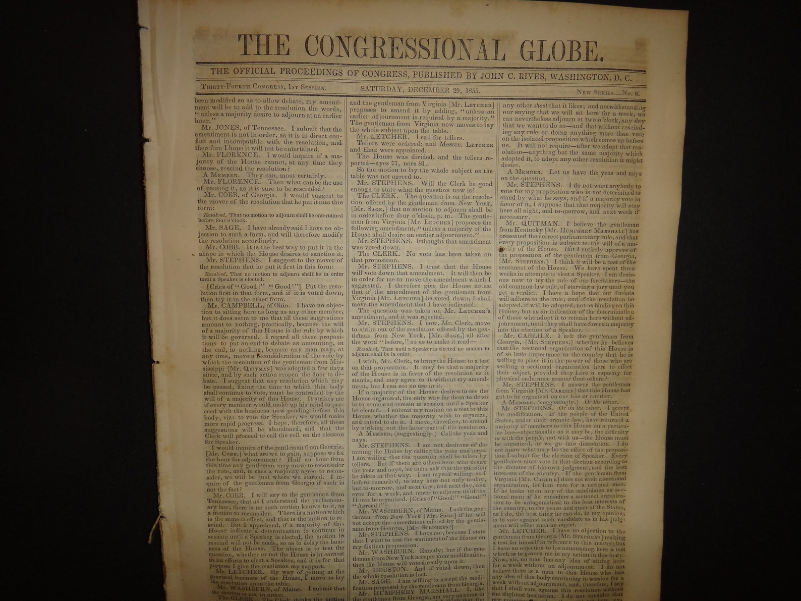 7 ORIGINAL HISTORICAL NEWSPAPERS - 1832, 1835, 1850, 1855, 1873,1884 ...