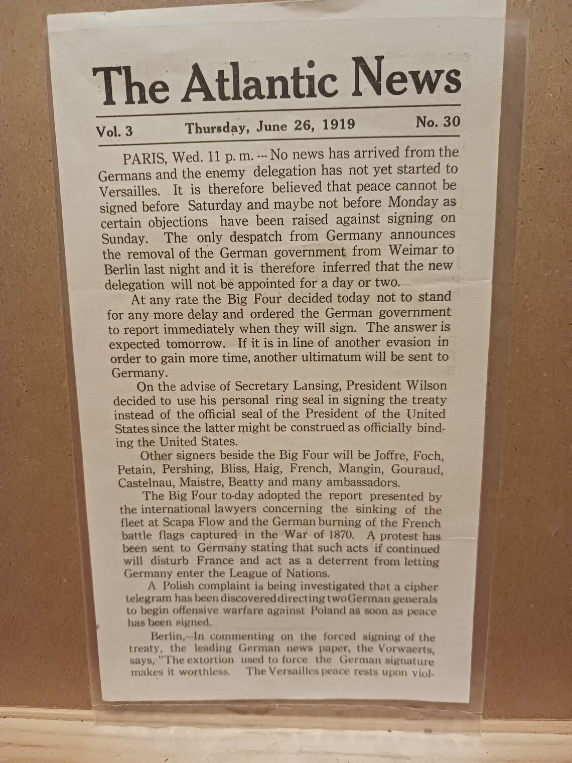 The ATLANTIC NEWS - MILITARY Newspaper - June 27, 1919 - Etsy
